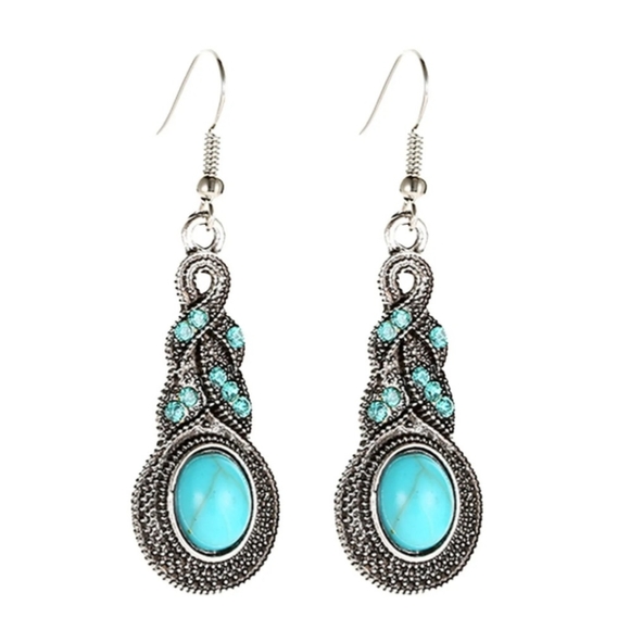 Jewelry | Turquoise Blue Crystal Twist Twisted Braid Braided Boho Faux ...